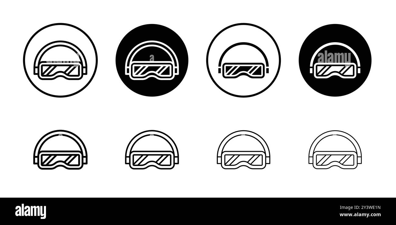Ski goggles icon logo sign vector outline in black and white color ...