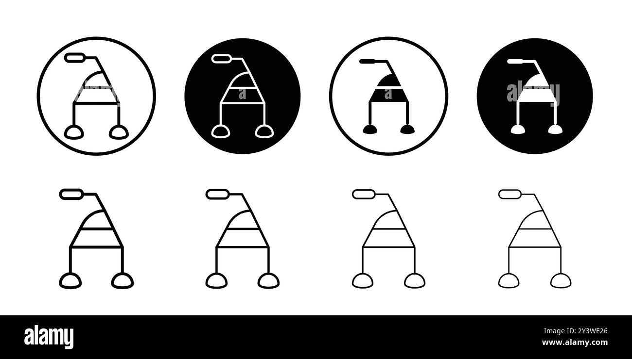 Walker icon logo sign vector outline in black and white color Stock ...