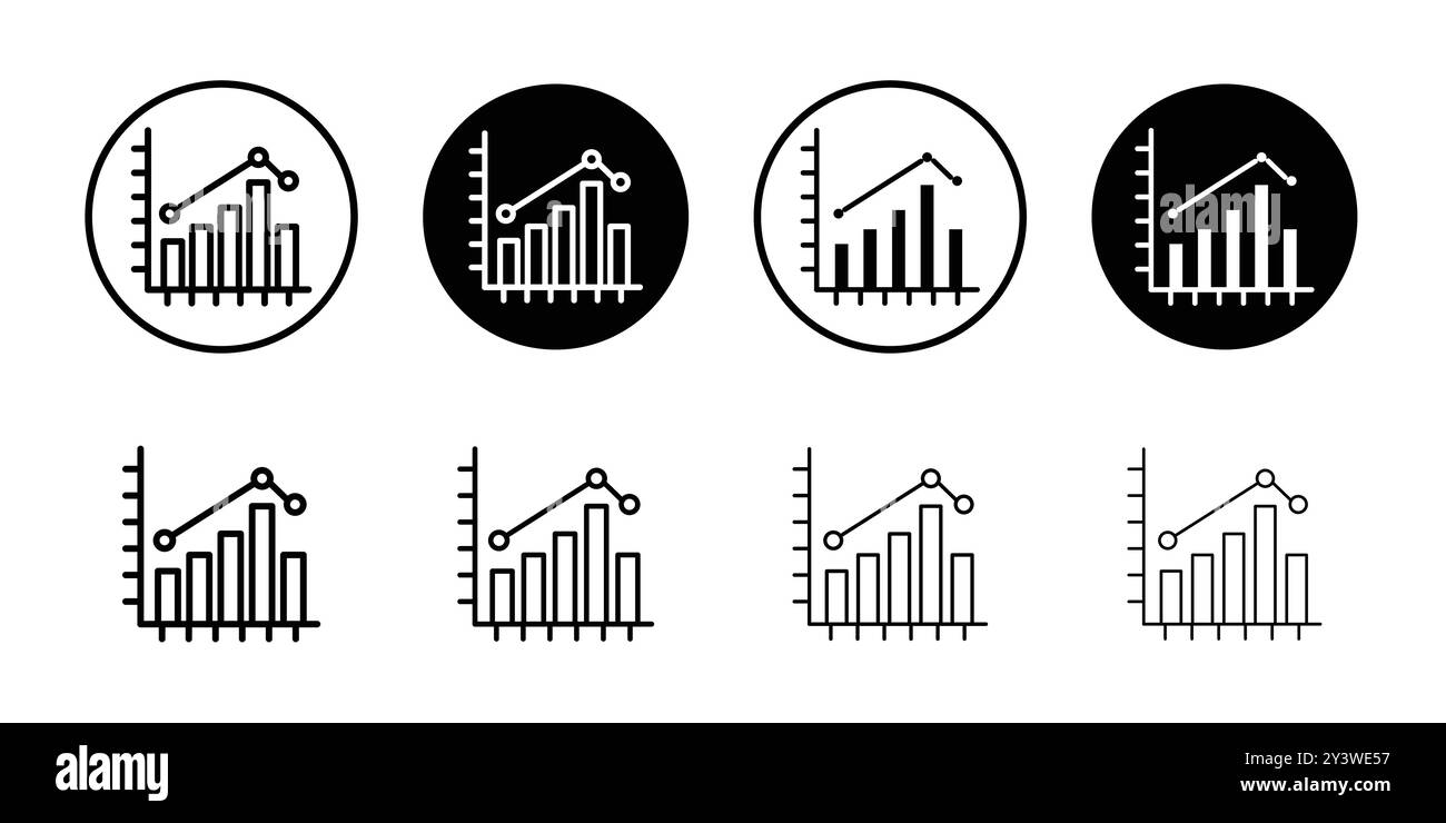 Statistics icon logo sign vector outline in black and white color Stock ...