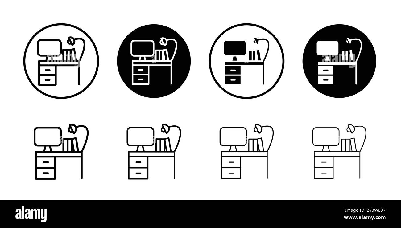 Study table icon logo sign vector outline in black and white color ...