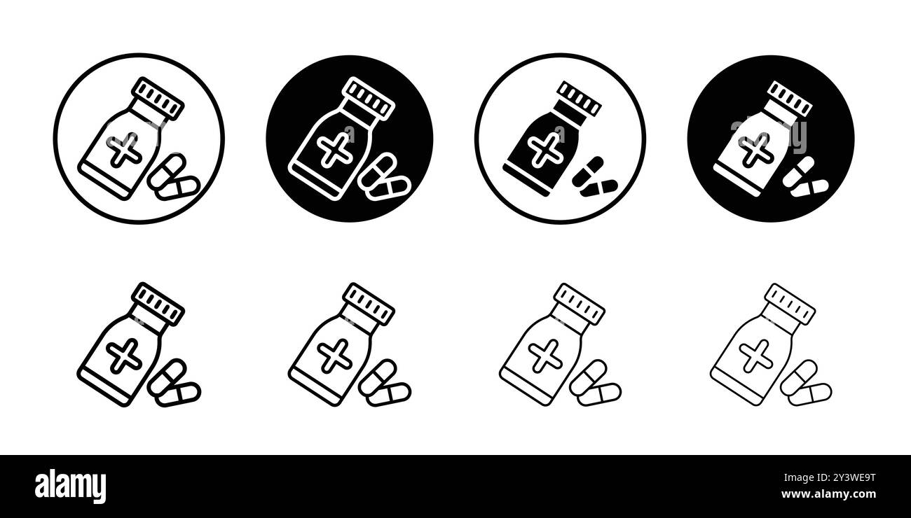 supplement icon logo sign vector outline in black and white color Stock ...