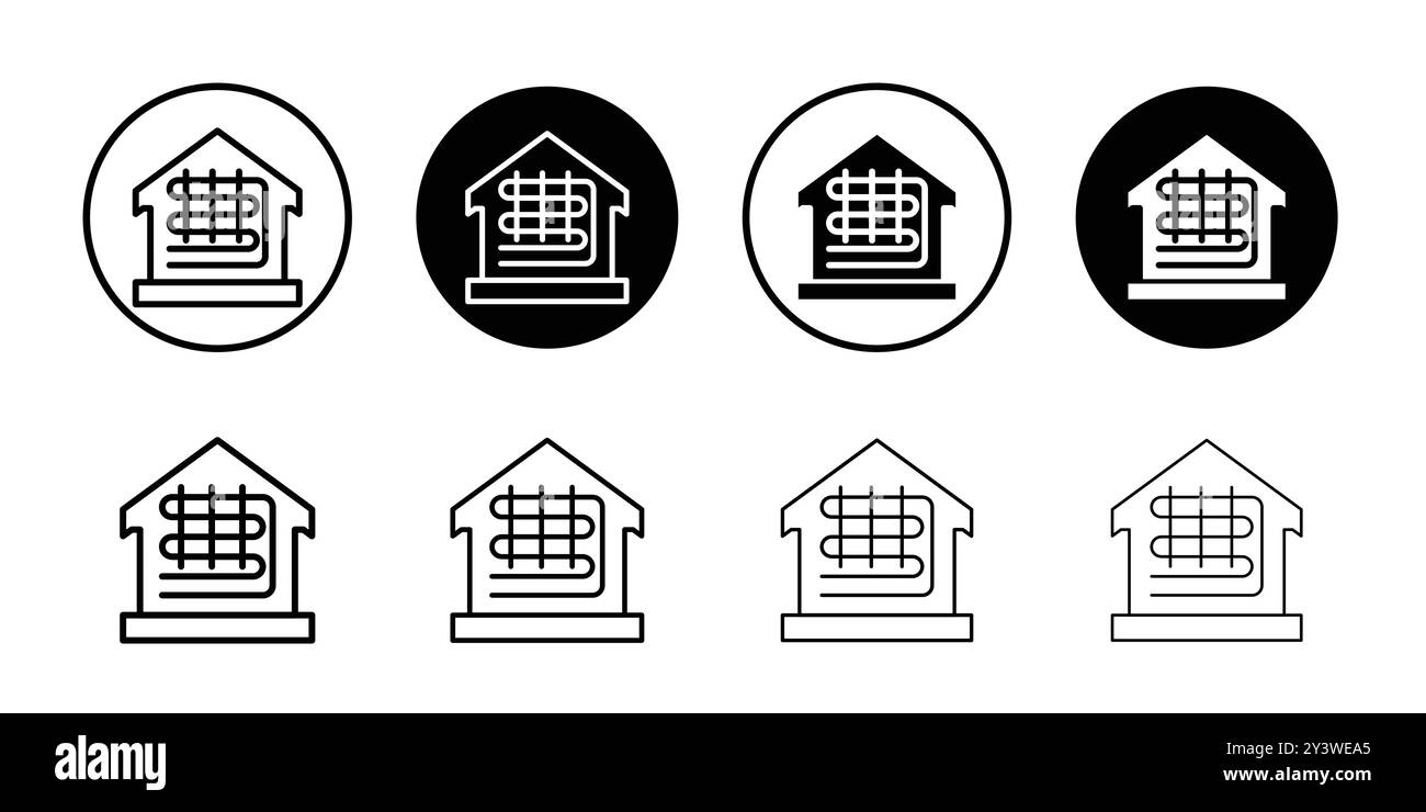 Underfloor heating icon logo sign vector outline in black and white ...