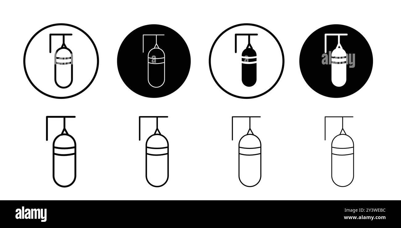 Punching bag icon logo sign vector outline in black and white color ...