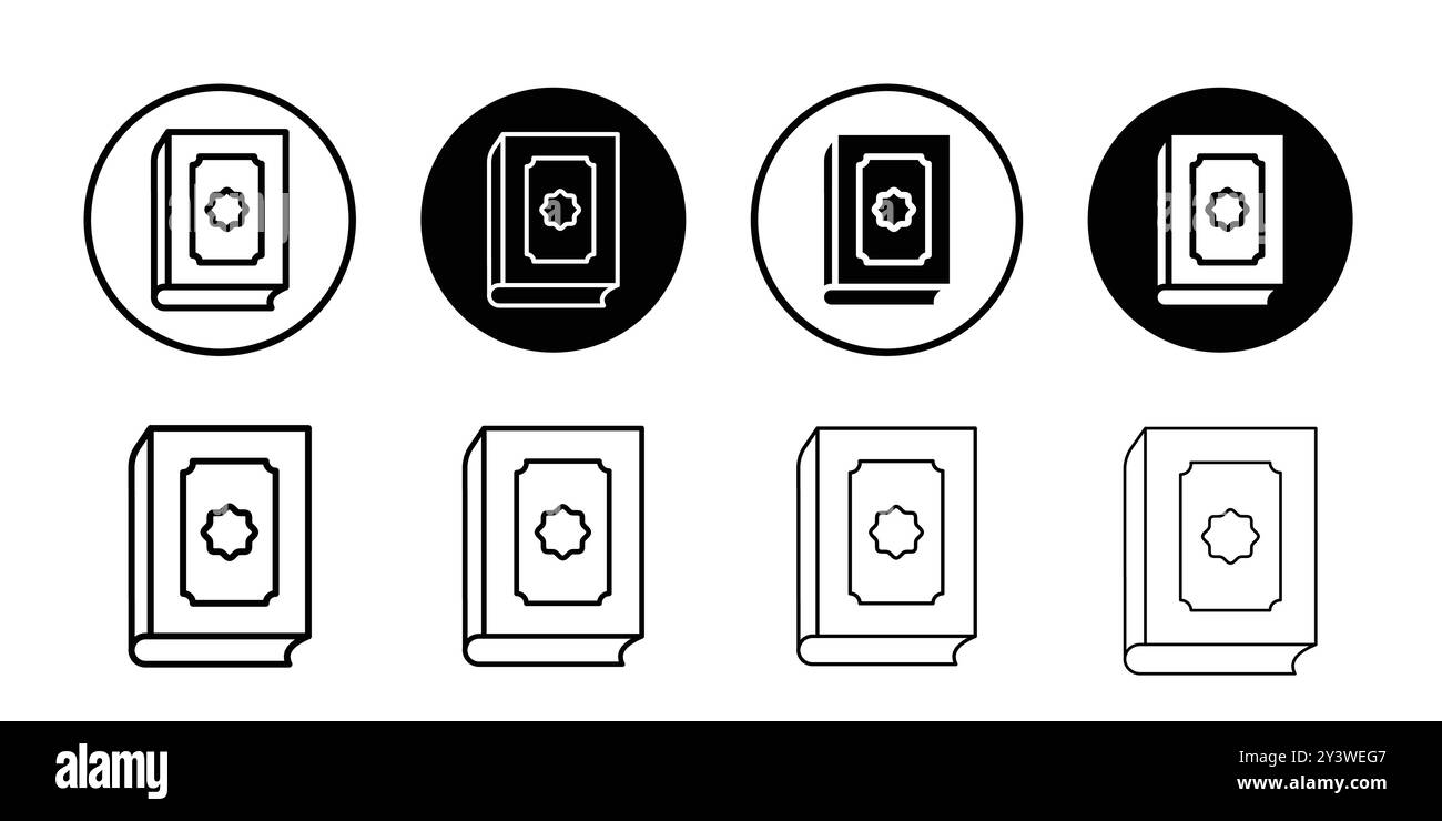 Quran book icon logo sign vector outline in black and white color Stock ...