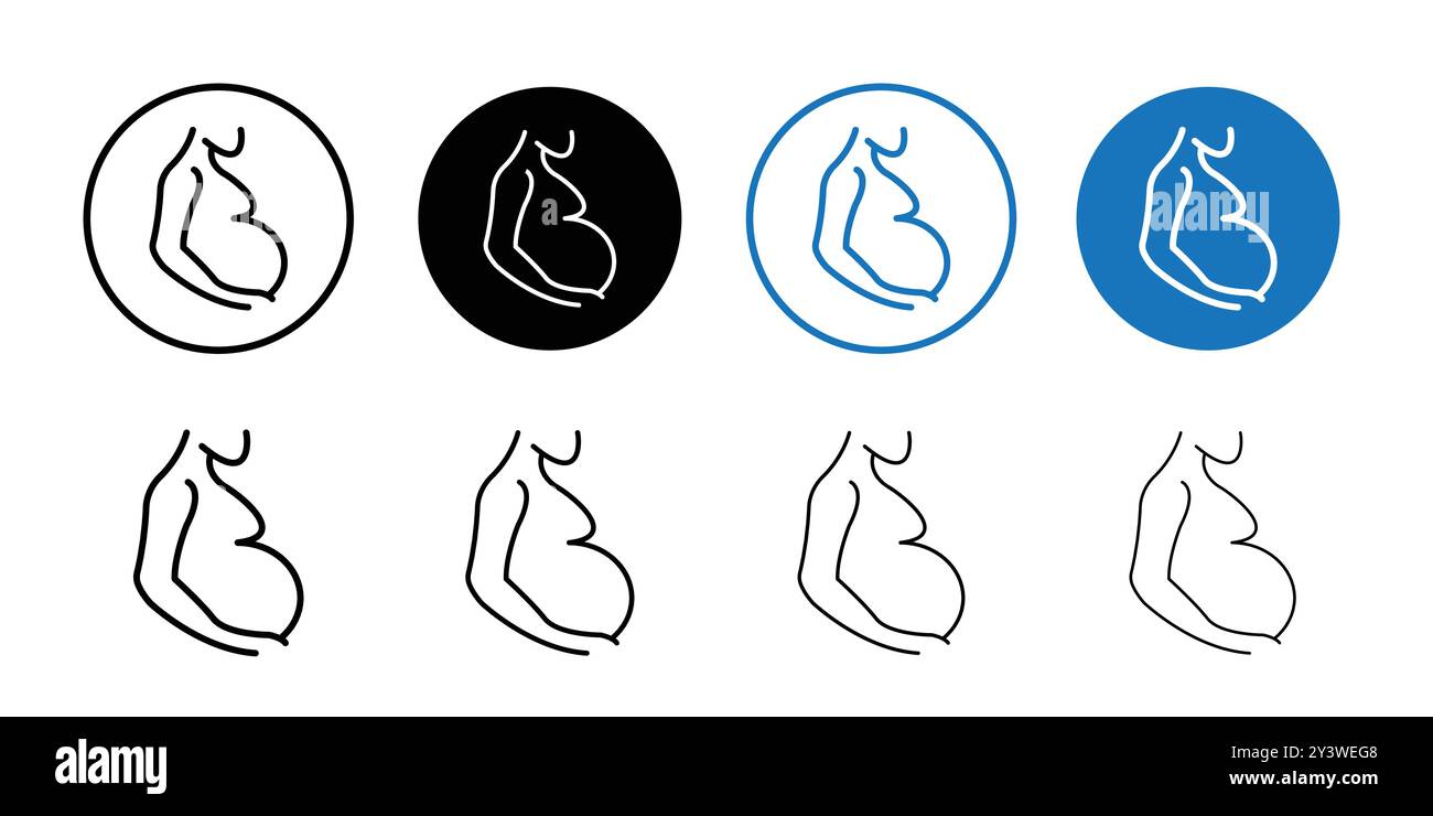Pregnancy icon logo sign vector outline in black and white color Stock ...