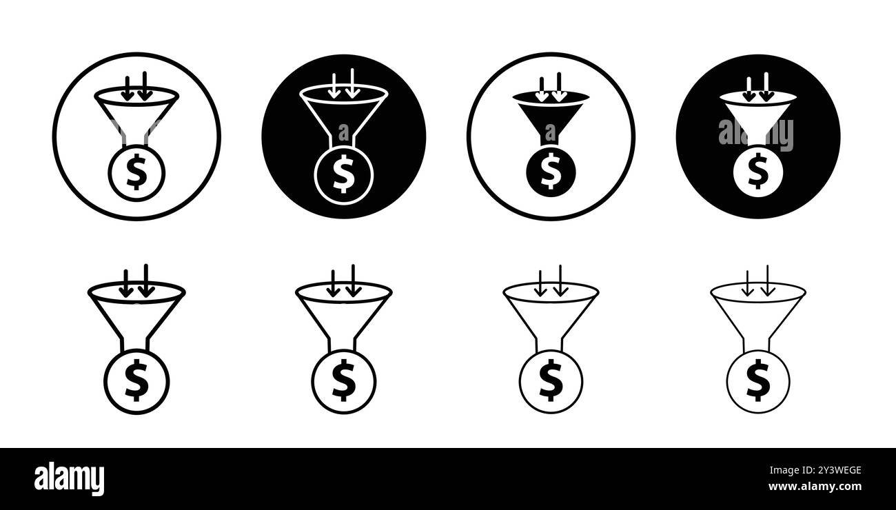 Sales funnel icon logo sign vector outline in black and white color ...