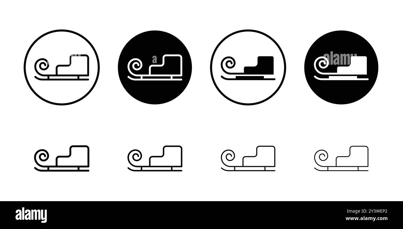 Sled icon logo sign vector outline in black and white color Stock ...