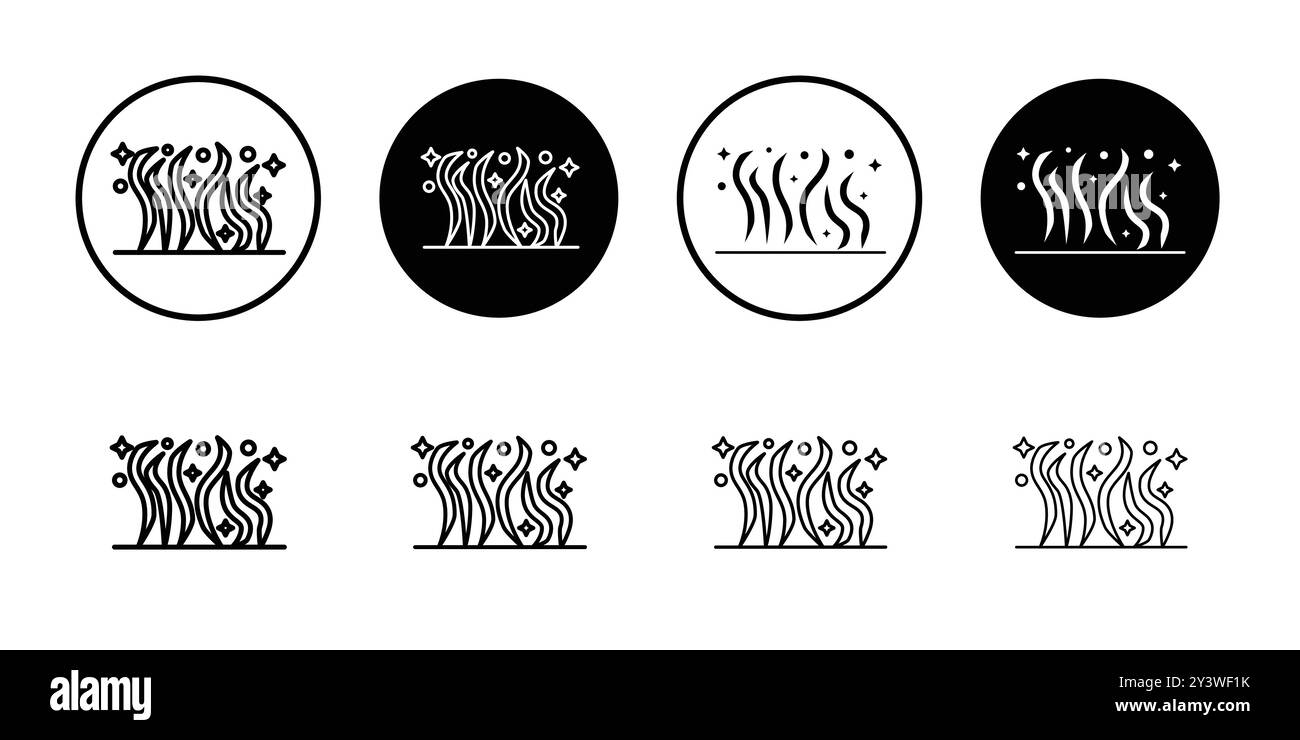 Smoke steam icon logo sign vector outline in black and white color ...
