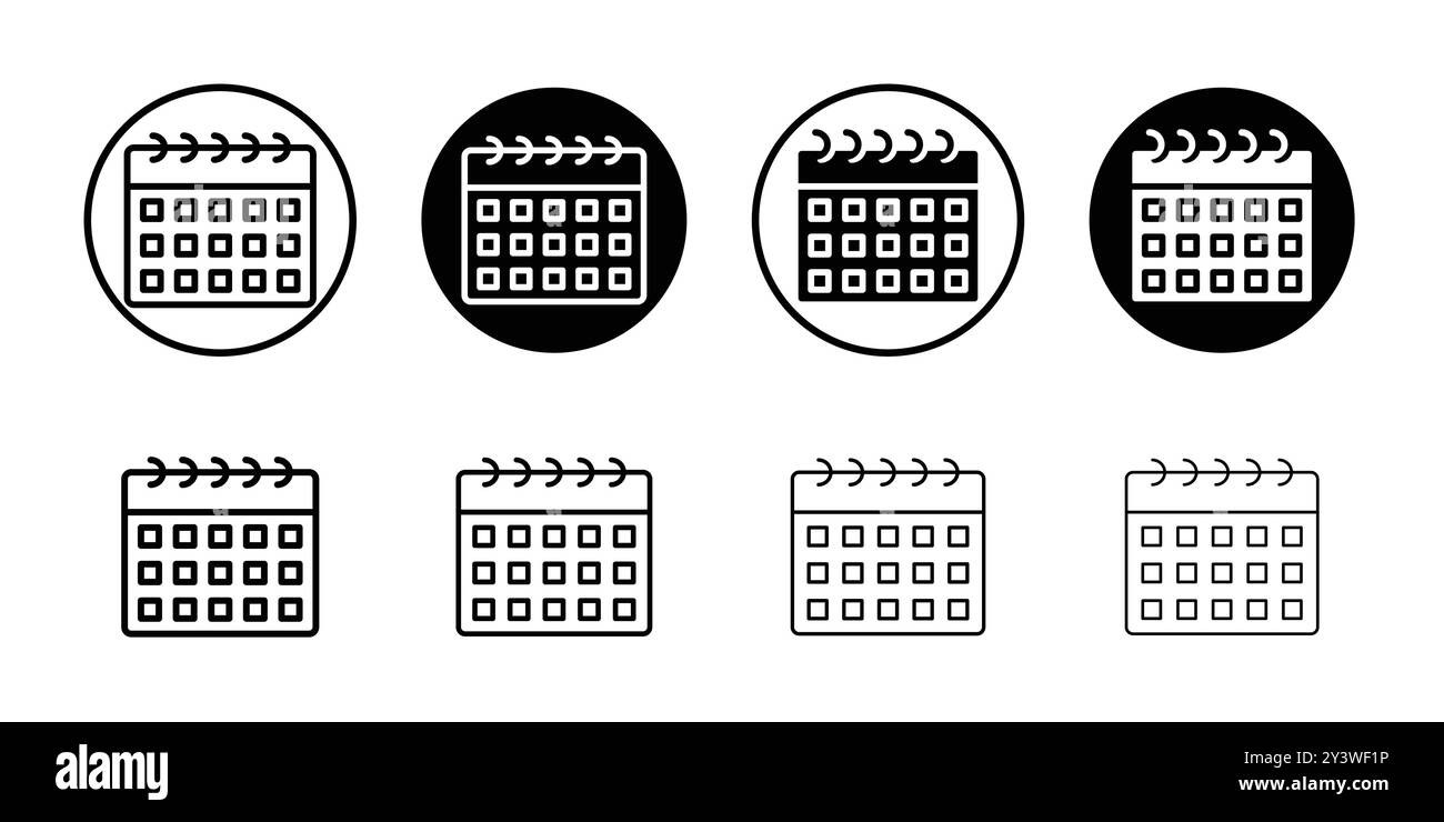 Schedule icon logo sign vector outline in black and white color Stock ...