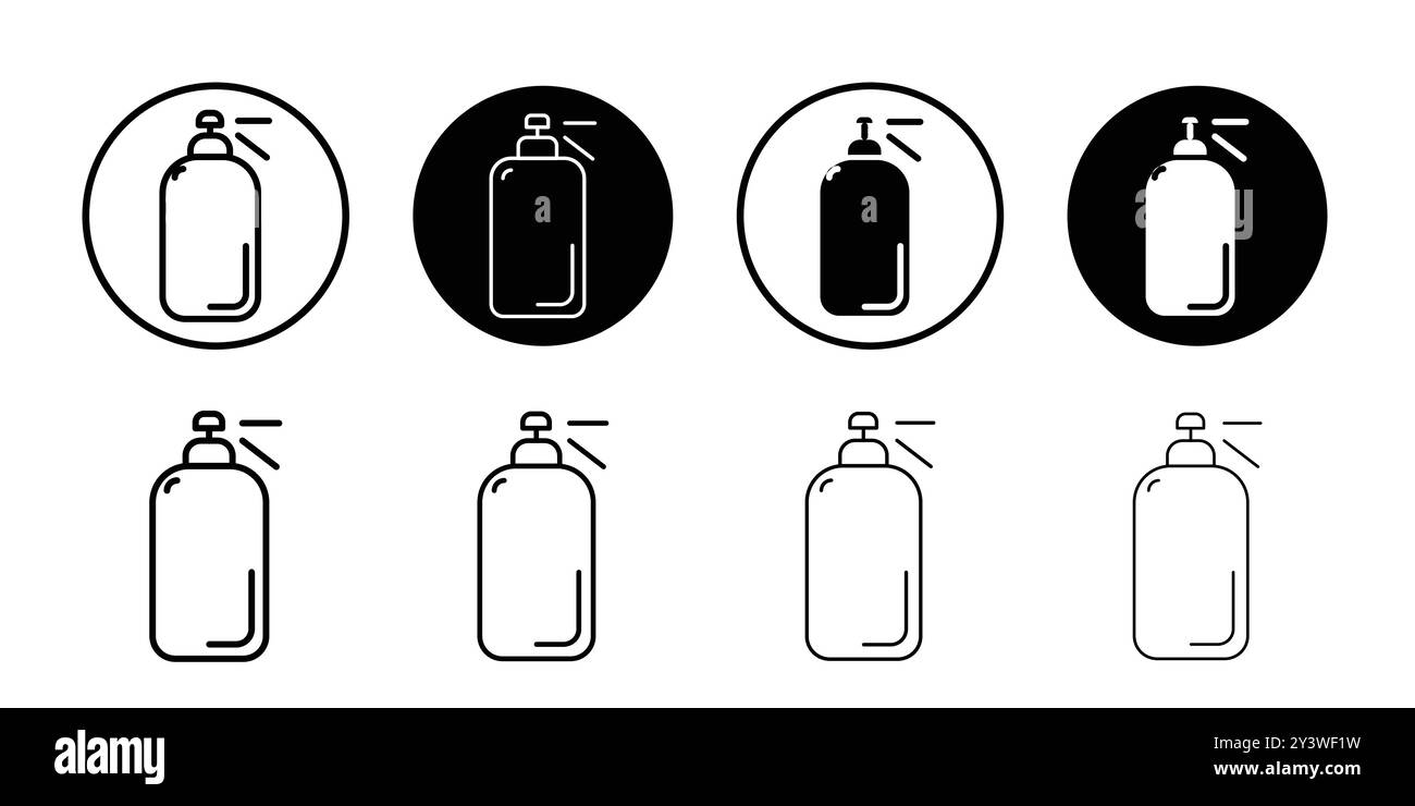Spray bottle icon logo sign vector outline in black and white color ...