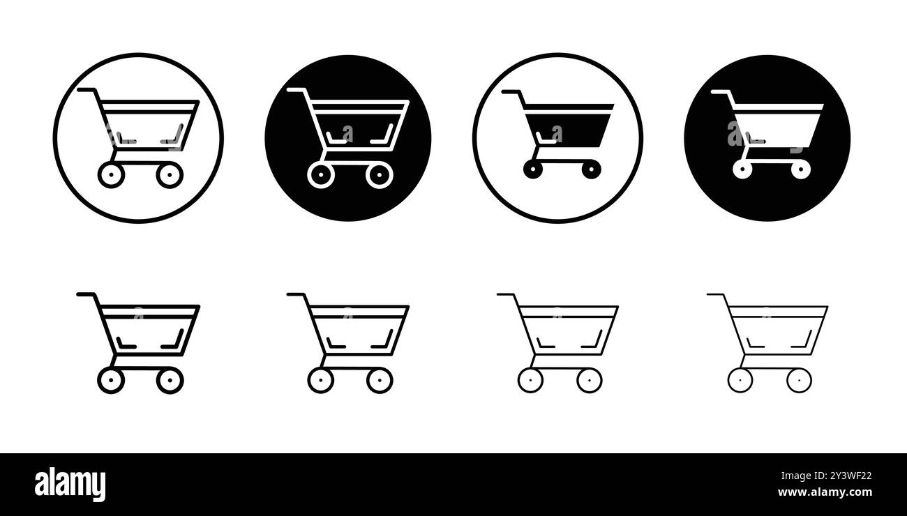 Shopping cart icon logo sign vector outline in black and white color ...