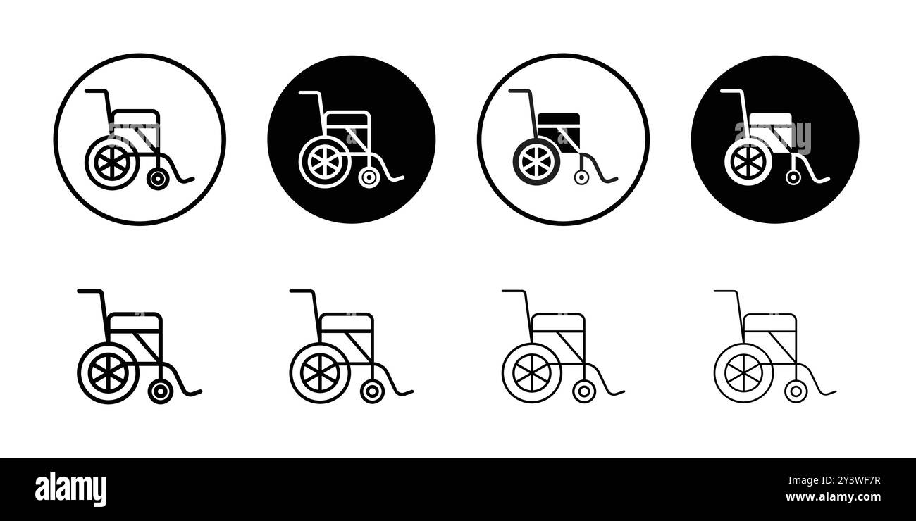 Wheelchair icon logo sign vector outline in black and white color Stock ...
