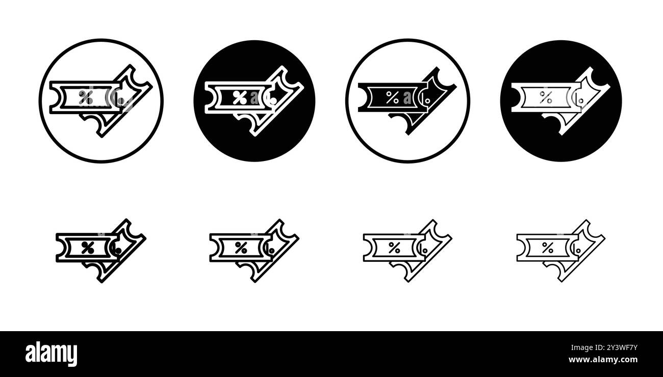 Voucher icon logo sign vector outline in black and white color Stock ...