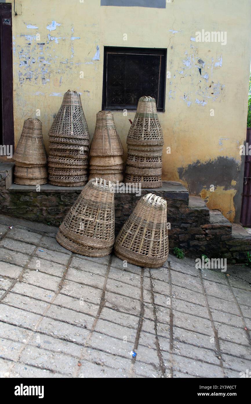 Tansen, Nepal. Stacks of Nepalese baskets Stock Photo - Alamy