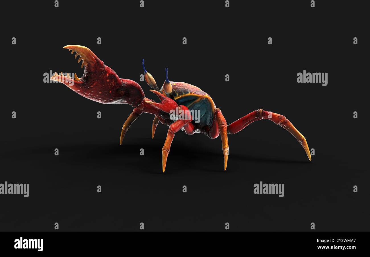 3d Illustration of a Fiddler crab. a strong carapace for protection and ...