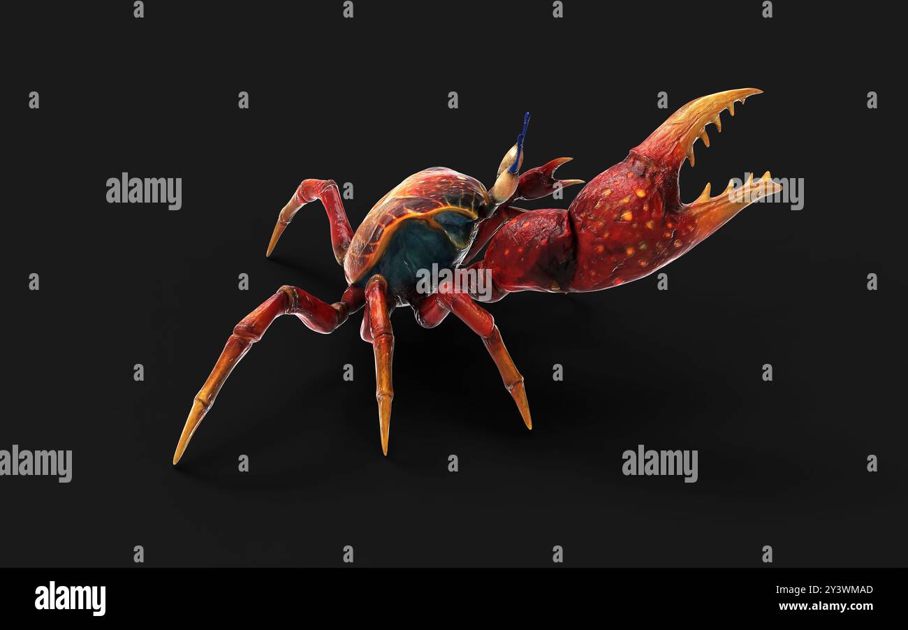 3d Illustration of a Fiddler crab. a strong carapace for protection and ...
