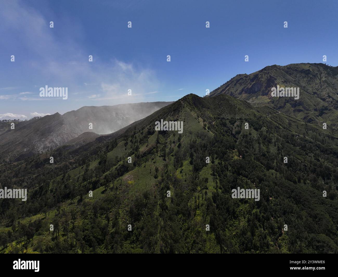 The world's most acidic volcano, Ijen, East Java, Indonesia. View of ...