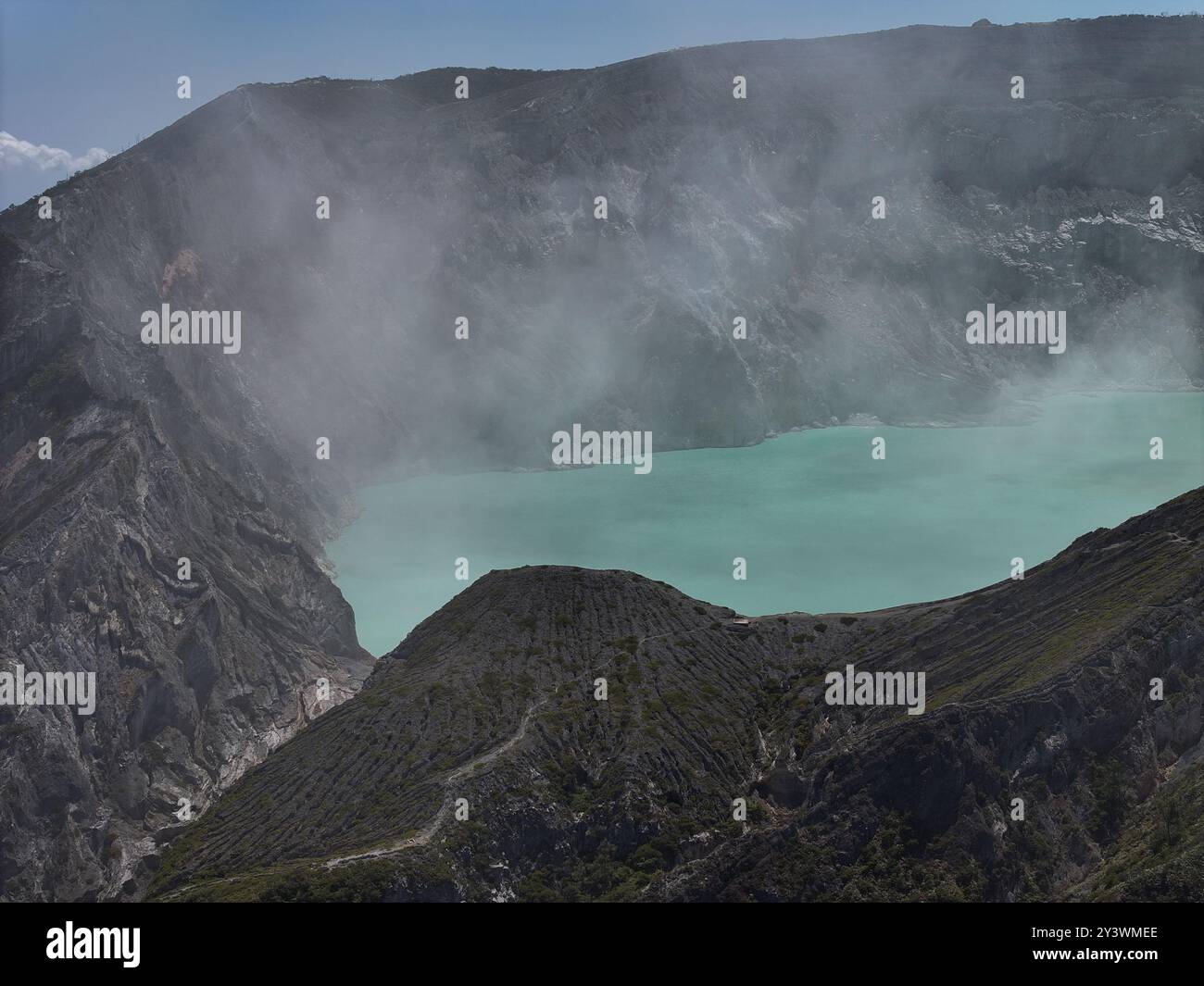 The world's most acidic volcano, Ijen, East Java, Indonesia. View of ...