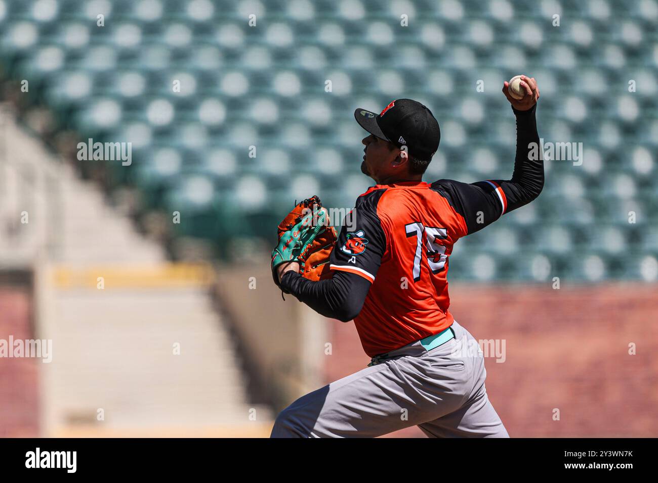 HERMOSILLO, MEXICO - SEPTEMBER 14: Aníba Cervantes pitcher in bullpen ...
