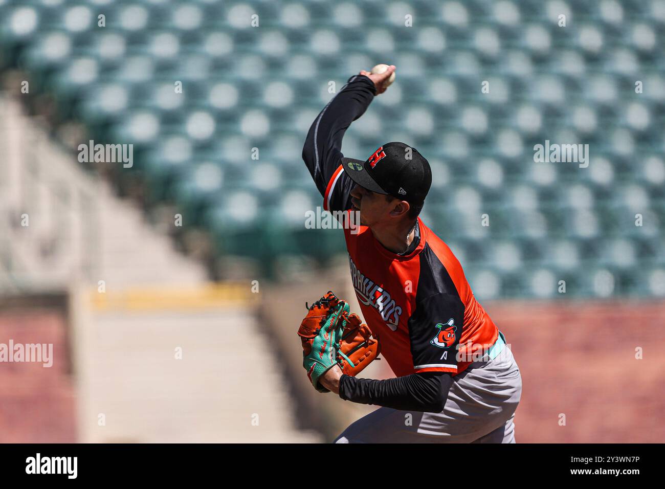 HERMOSILLO, MEXICO - SEPTEMBER 14: Aníba Cervantes pitcher in bullpen ...
