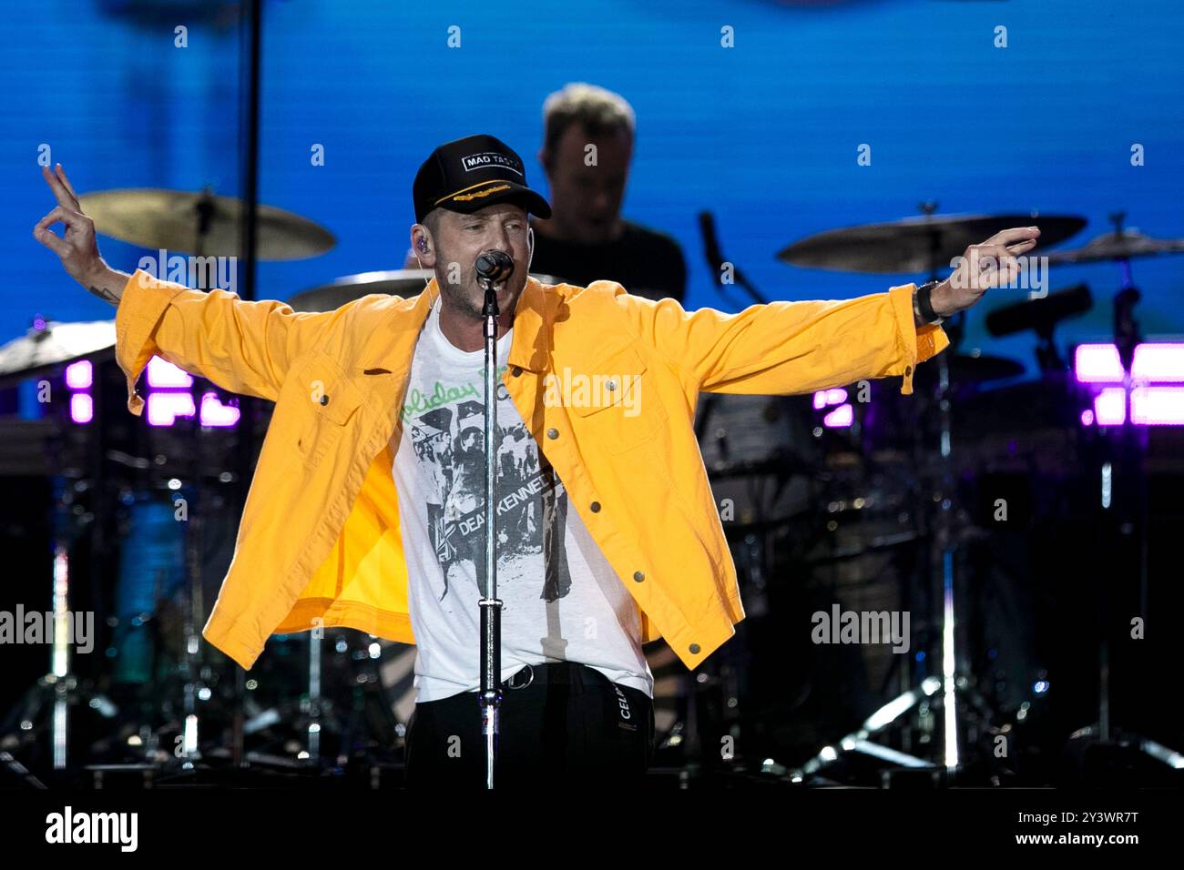 Singer Ryan Tedder, front, and drummer Eddie Fisher of the American ...