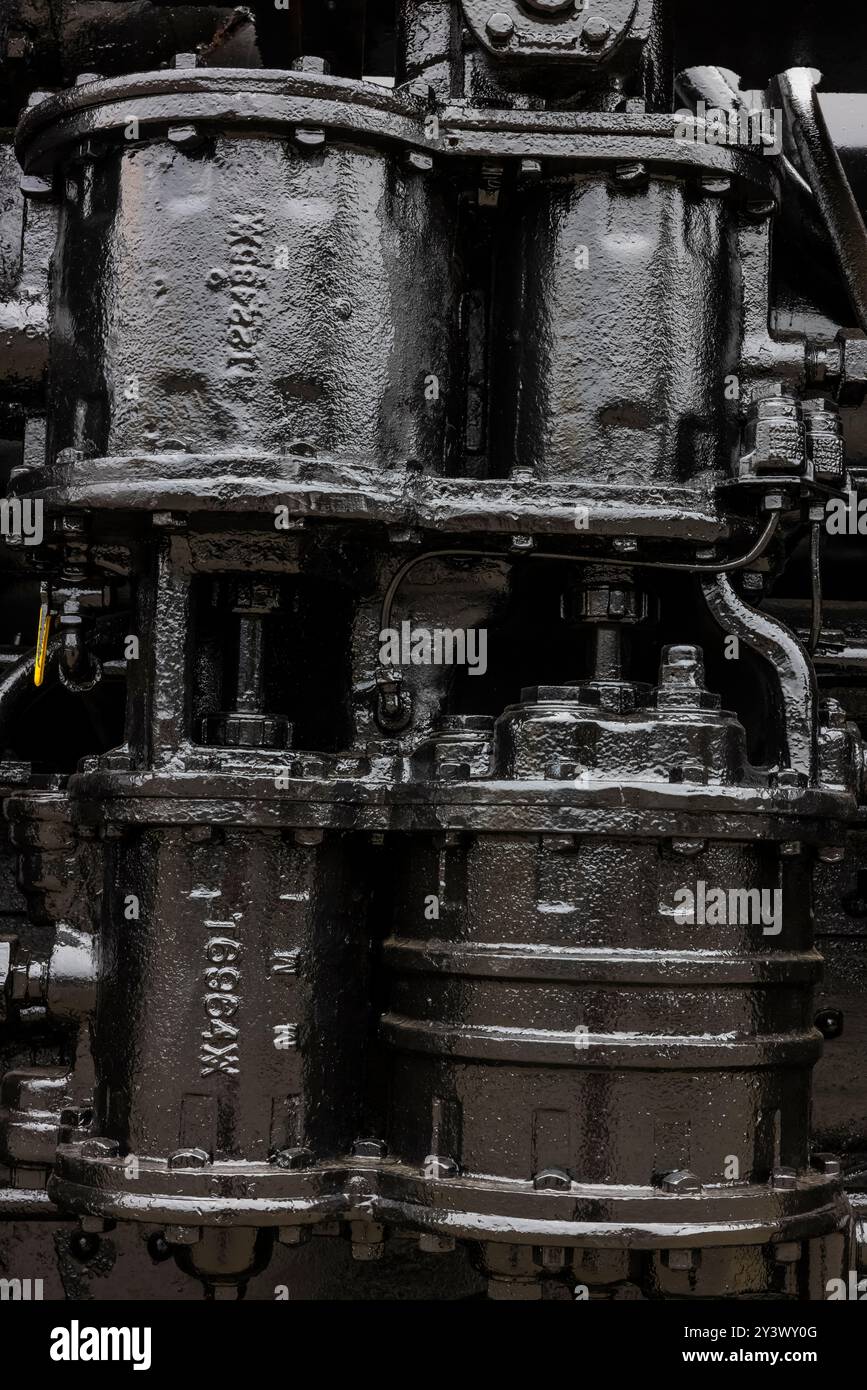 Detail of Shay locomotive "Tollie", a geared engine designed for steep ...