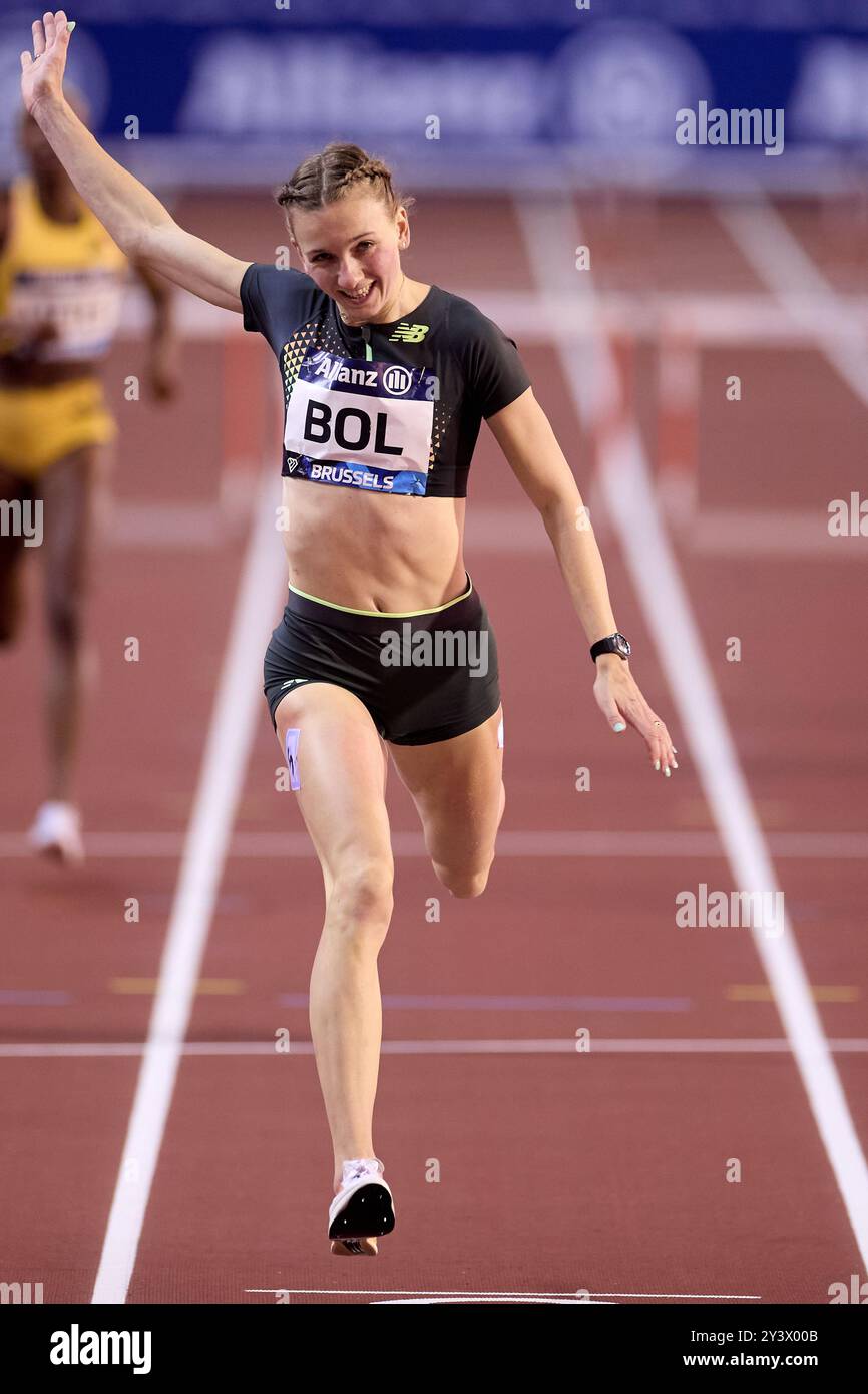 Brussels, Belgium. 14th Sep, 2024. Femke Bol of the Netherlands sprints ...