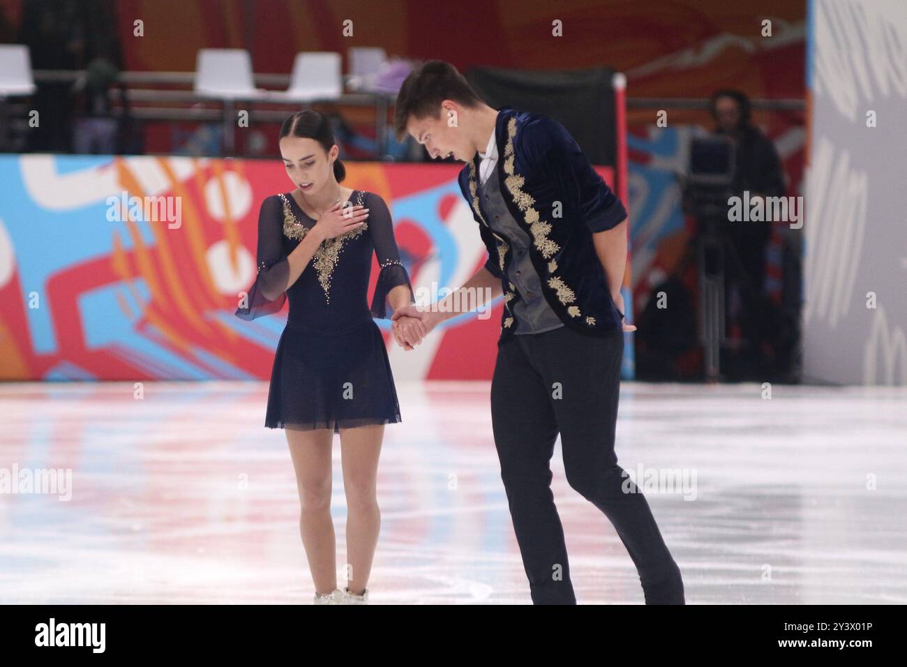 Alisa Blinnikova and Alexey Karpov seen in action during the rental of ...