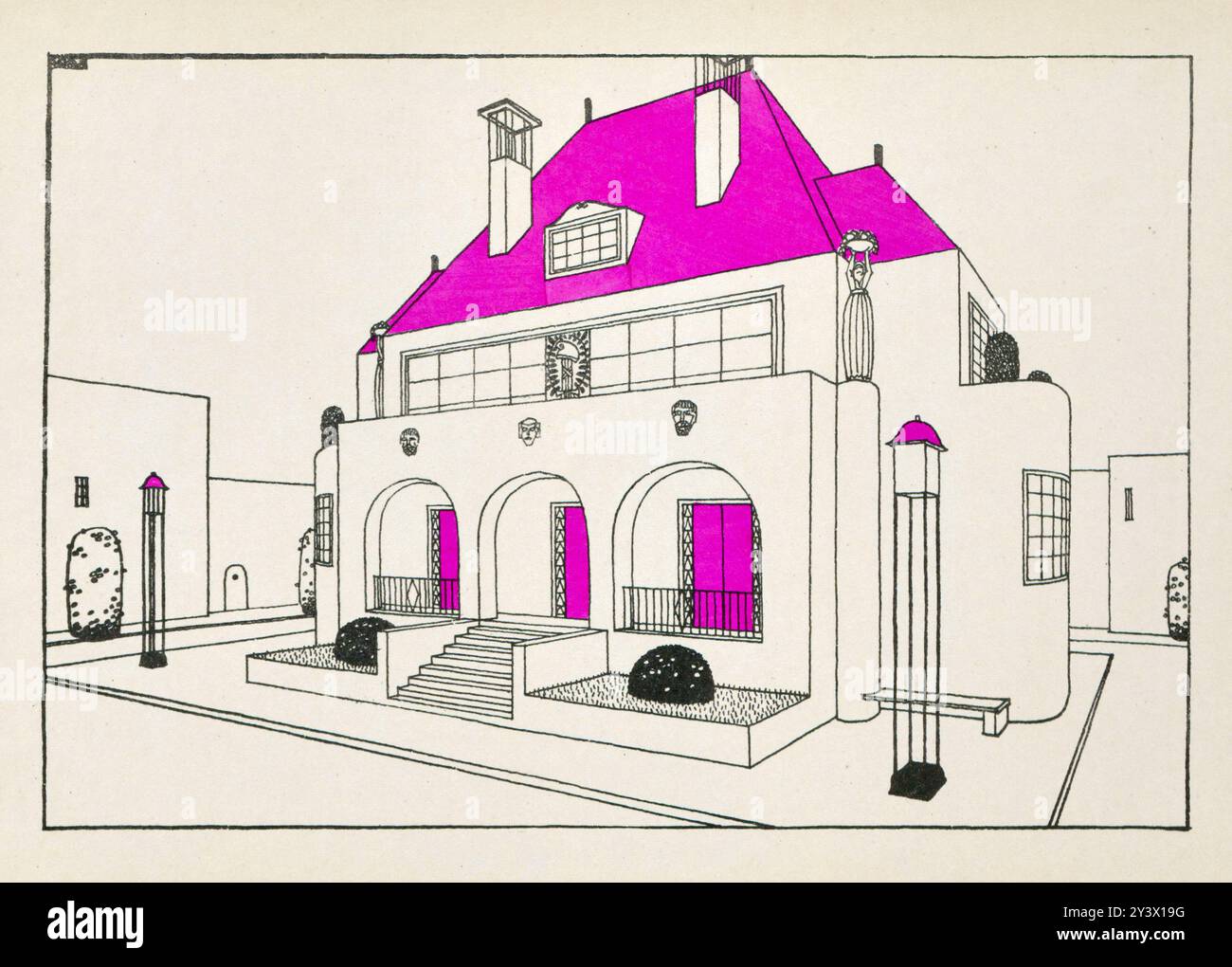 Town Hall - La Mairie. Vintage Art Deco French Architectural ...