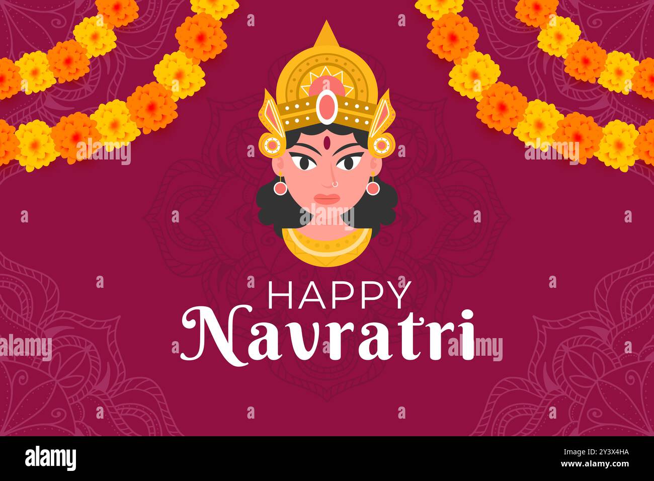happy navratri festival background illustration in flat design Stock ...