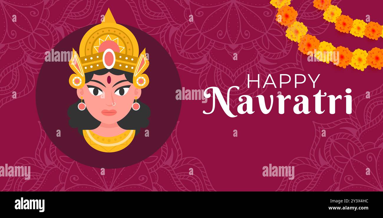happy navratri festival horizontal banner illustration Stock Vector ...