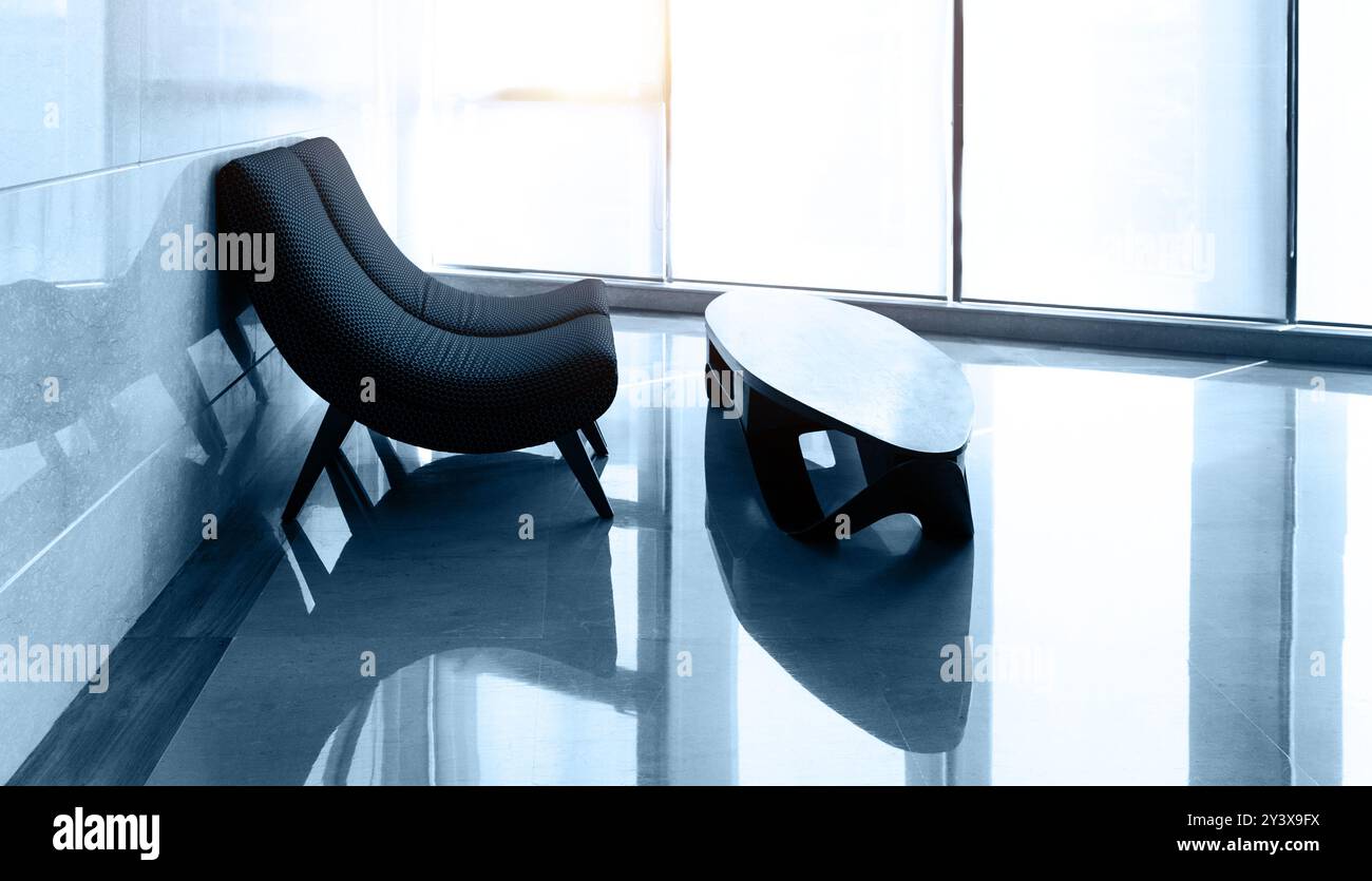 Office waiting room with chair and table Stock Photo - Alamy