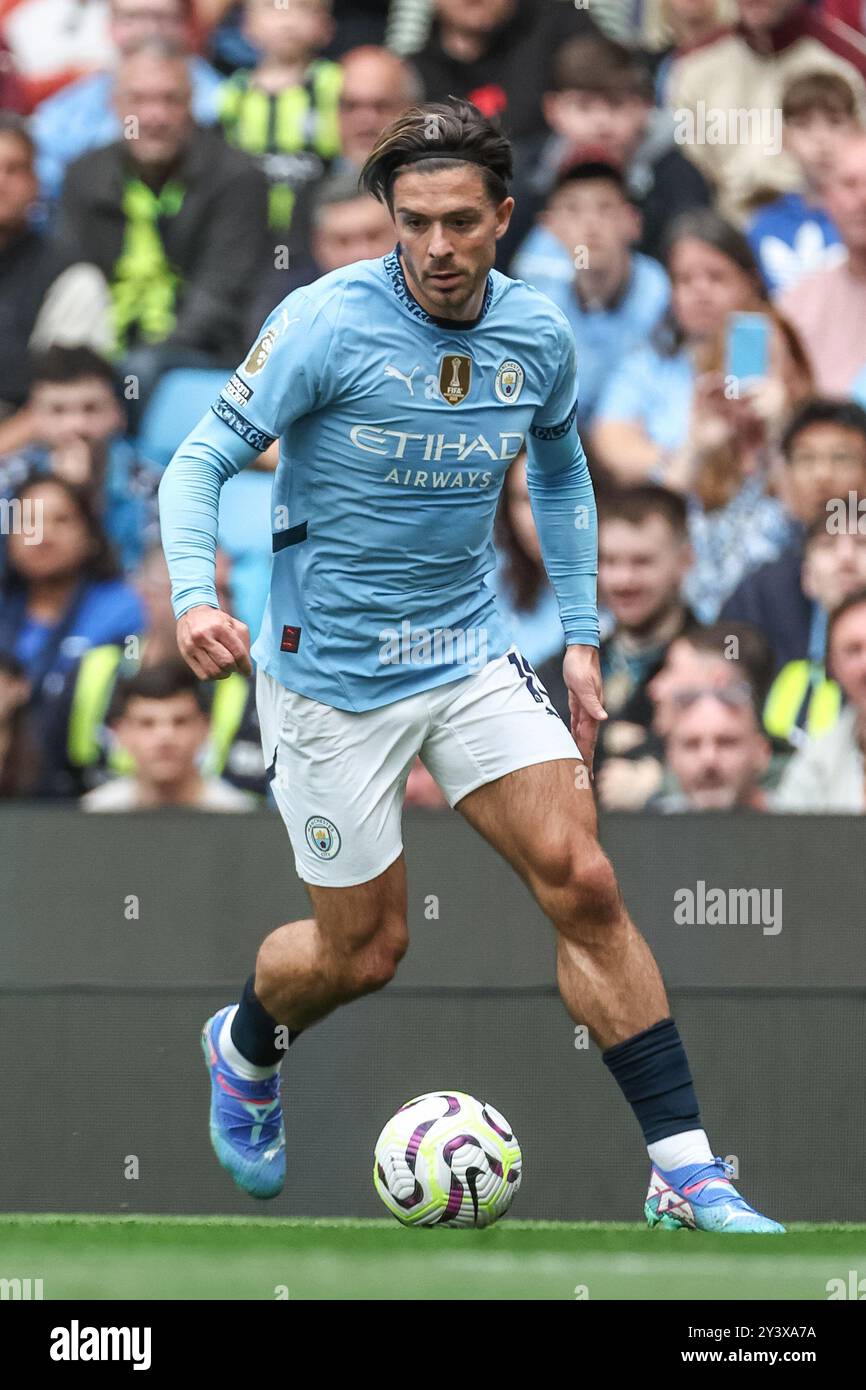 Jack Grealish of Manchester City with the ball during the Premier ...