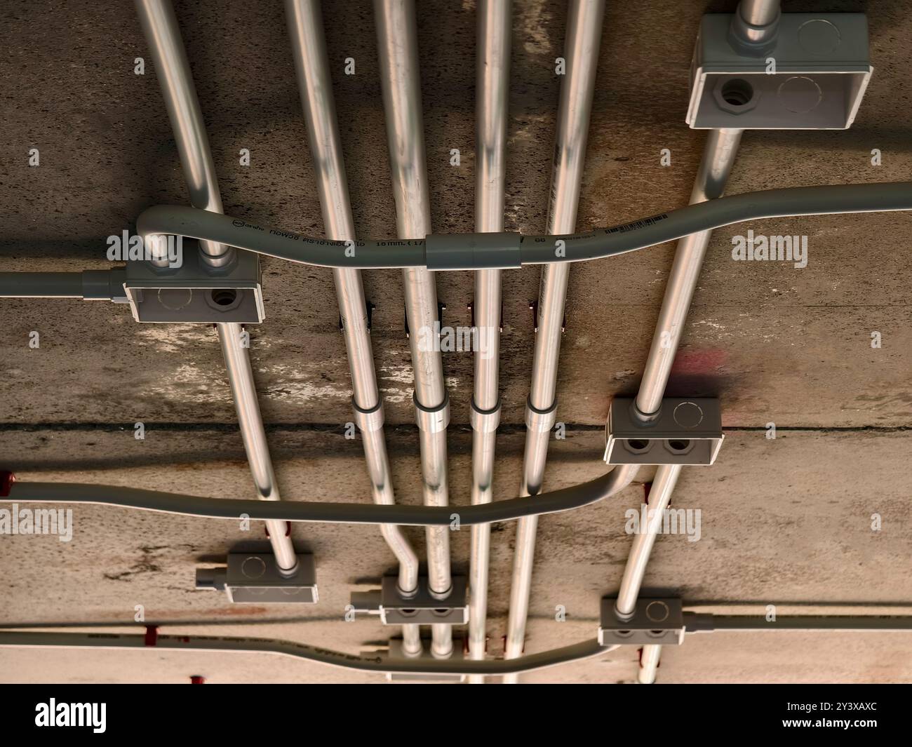 The electrical wiring at the construction site is completed and ...