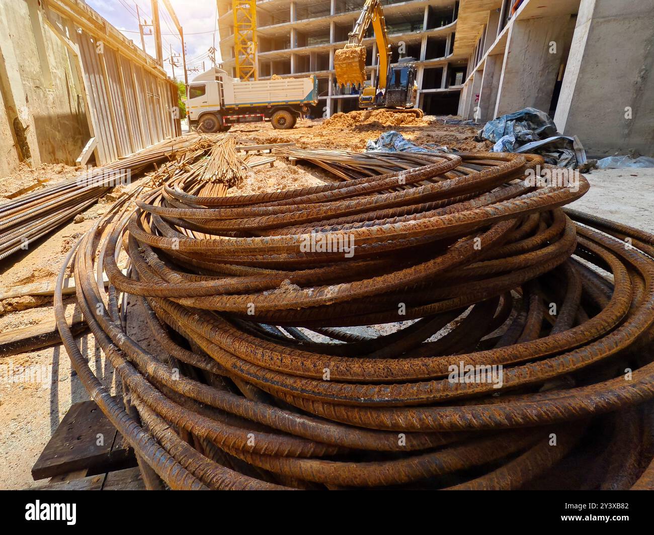 Sturdy steel rebars at a construction site Stock Photo - Alamy