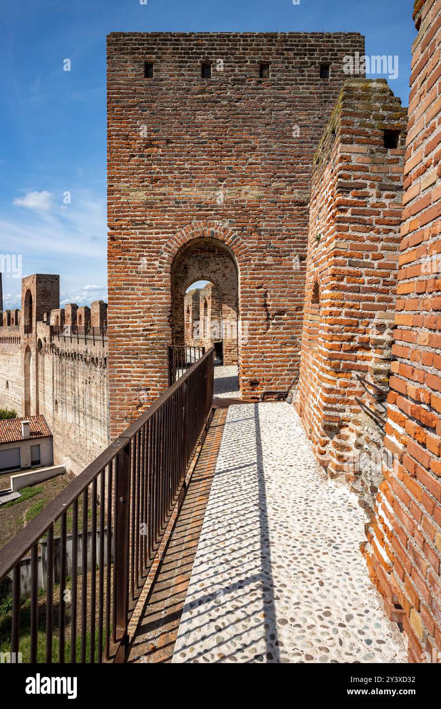 Italy, Cittadella, The parapet walkway above the medieval walls of the ...