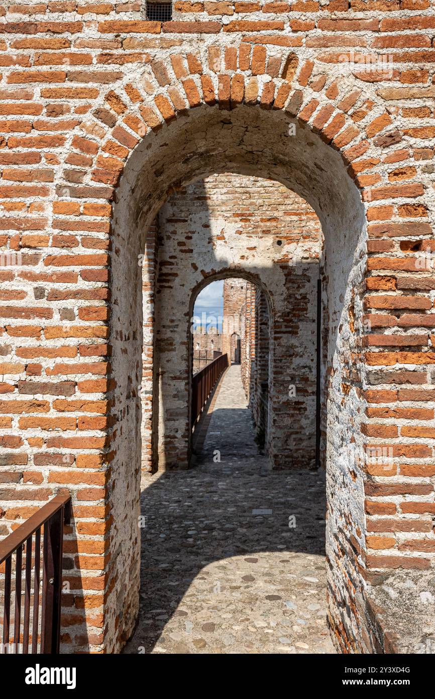 Italy, Cittadella, The parapet walkway above the medieval walls of the ...