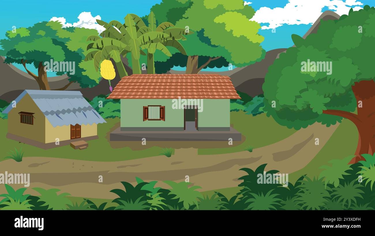 Indian poor mud house, Farmer house, rural landscape, Village landscape ...