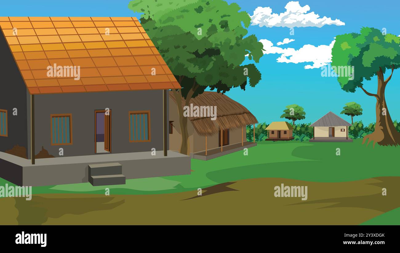 Old village cartoon hi-res stock photography and images - Alamy