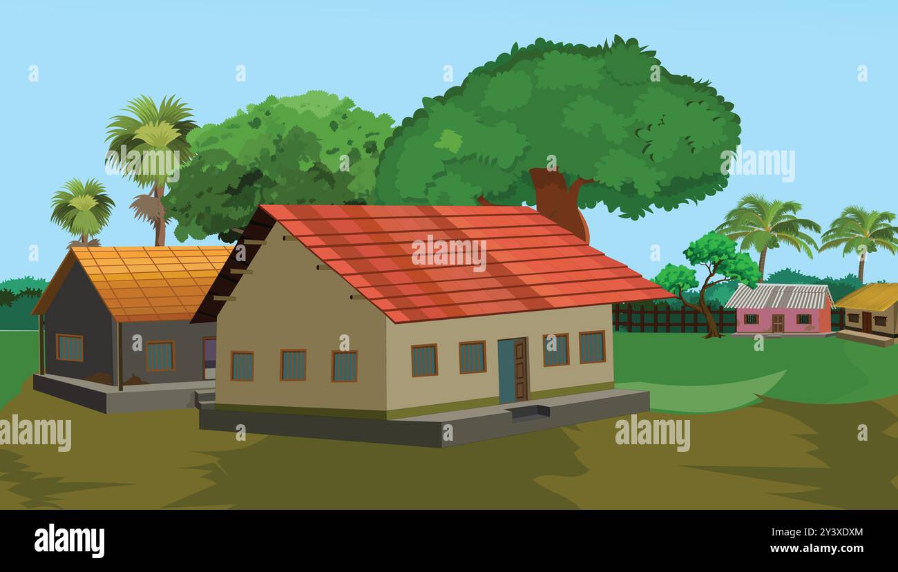 Indian village road landscape. desi village house. Hut beside road ... Indian village road landscape. desi village house. Hut beside road ...