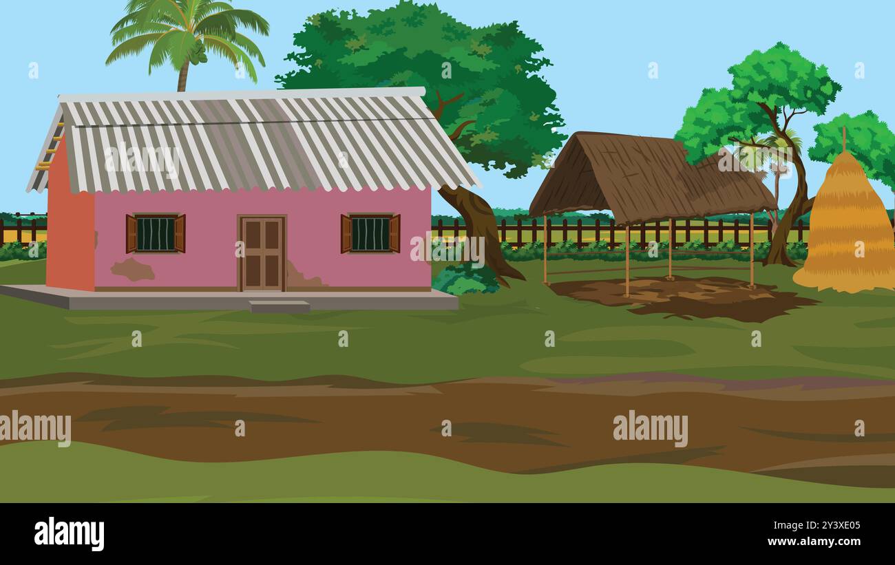 Field dirt road trees Stock Vector Images - Alamy