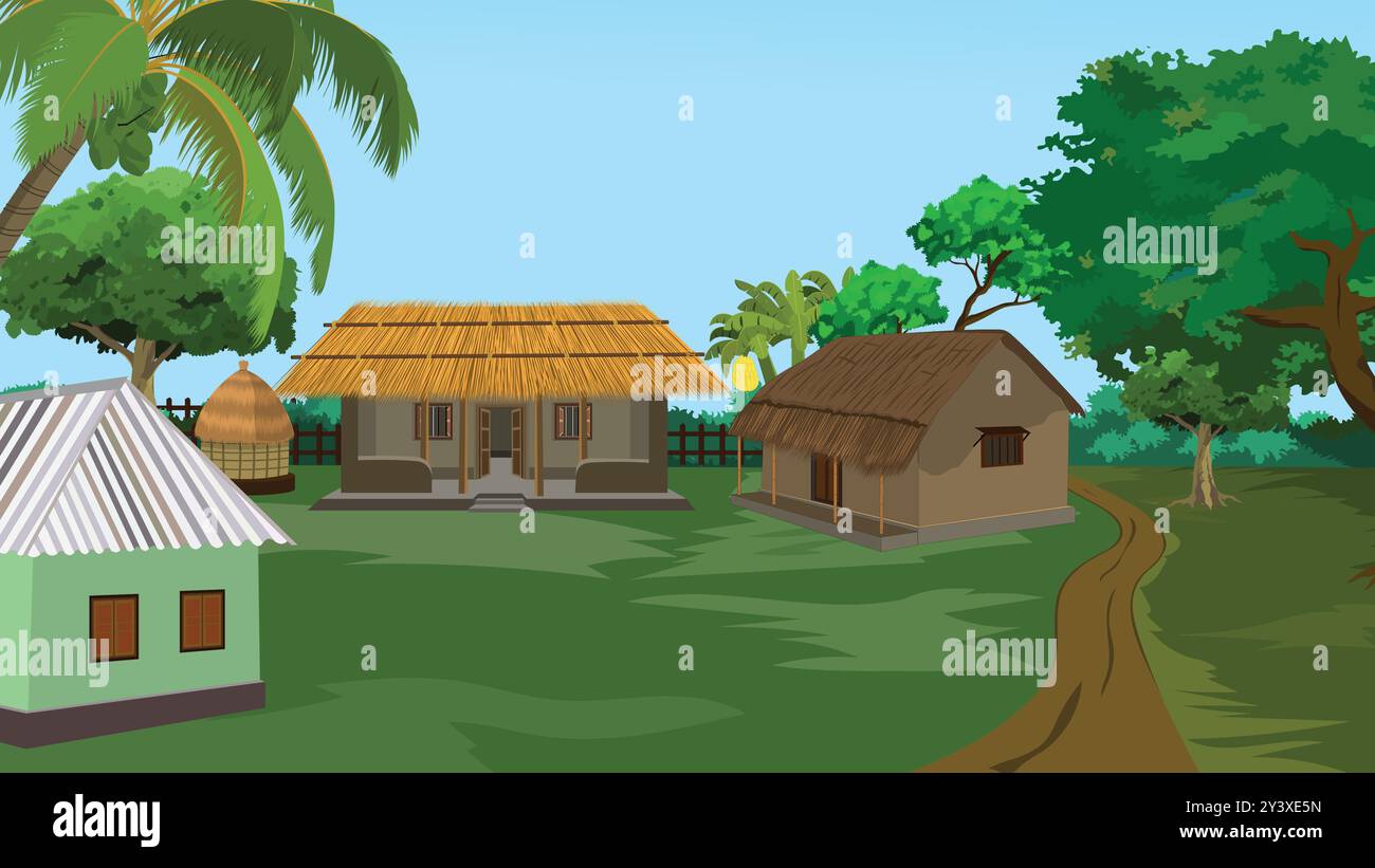 Village house yard. Indian rural house. Asian poor house. Hut cottage ... Village house yard. Indian rural house. Asian poor house. Hut cottage ...