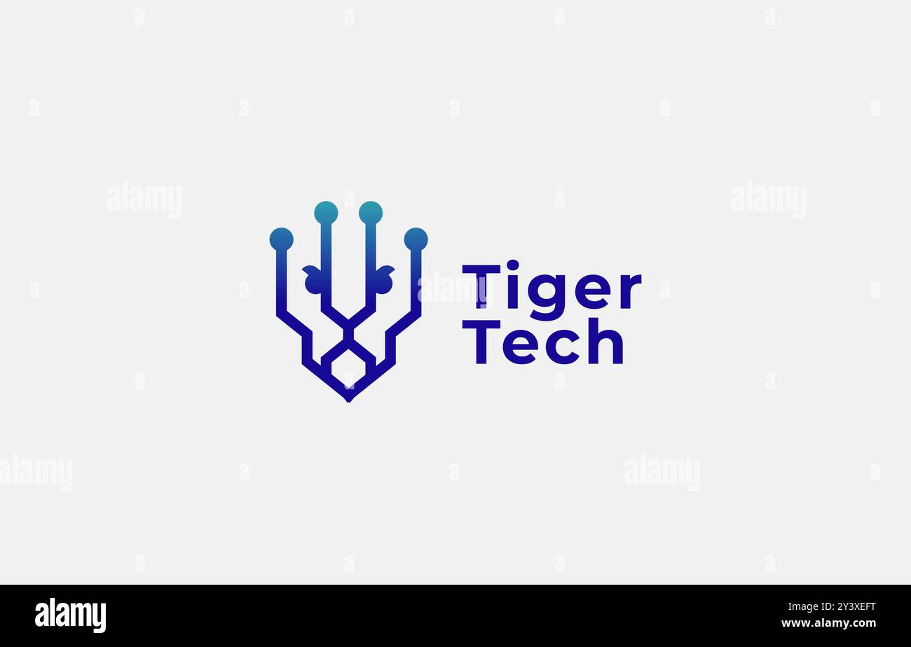 logo lion or tiger with technology concept, tech, circuit and modern ...