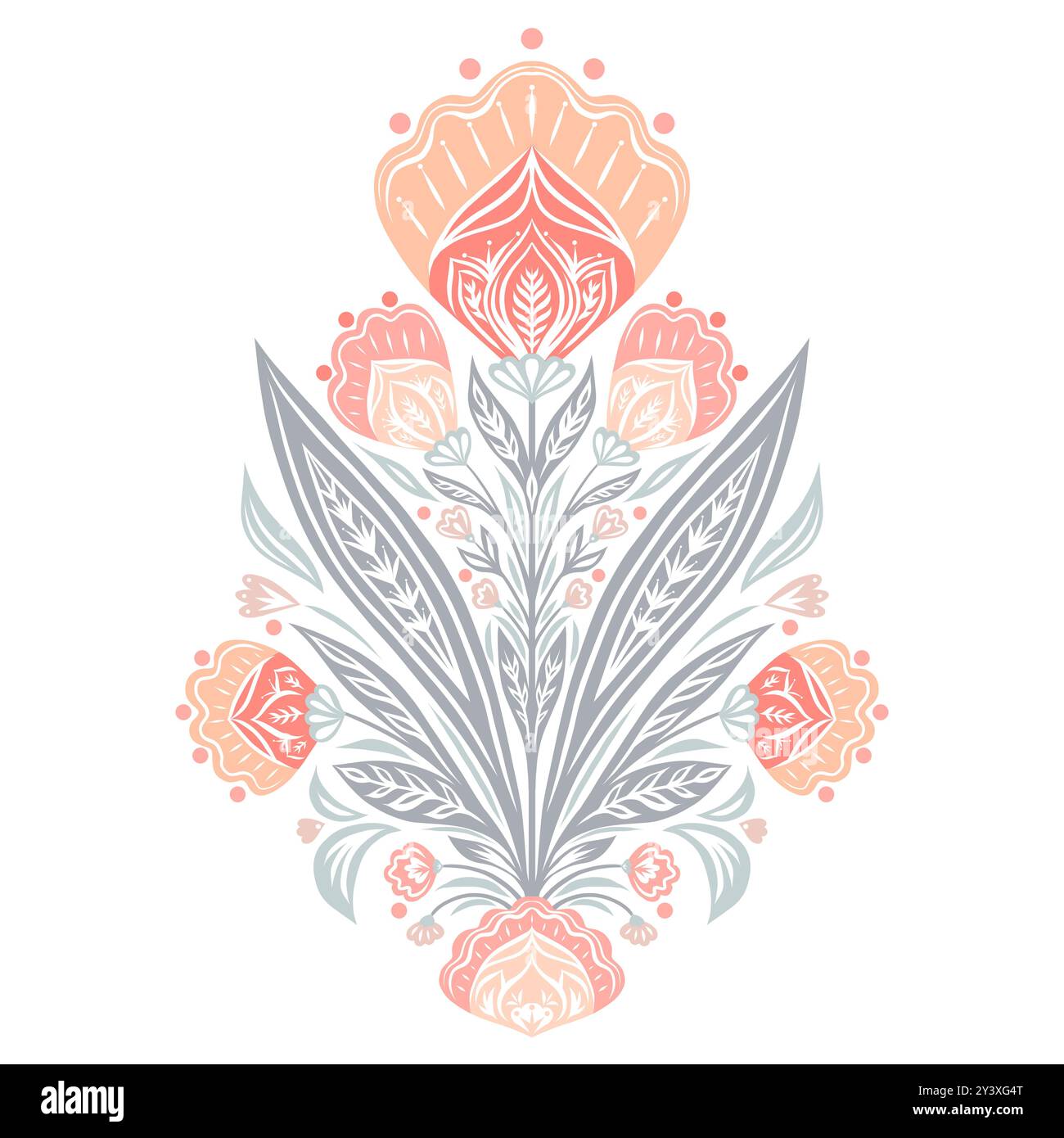 Vector decorative flourish floral illustration in delicate colors ...