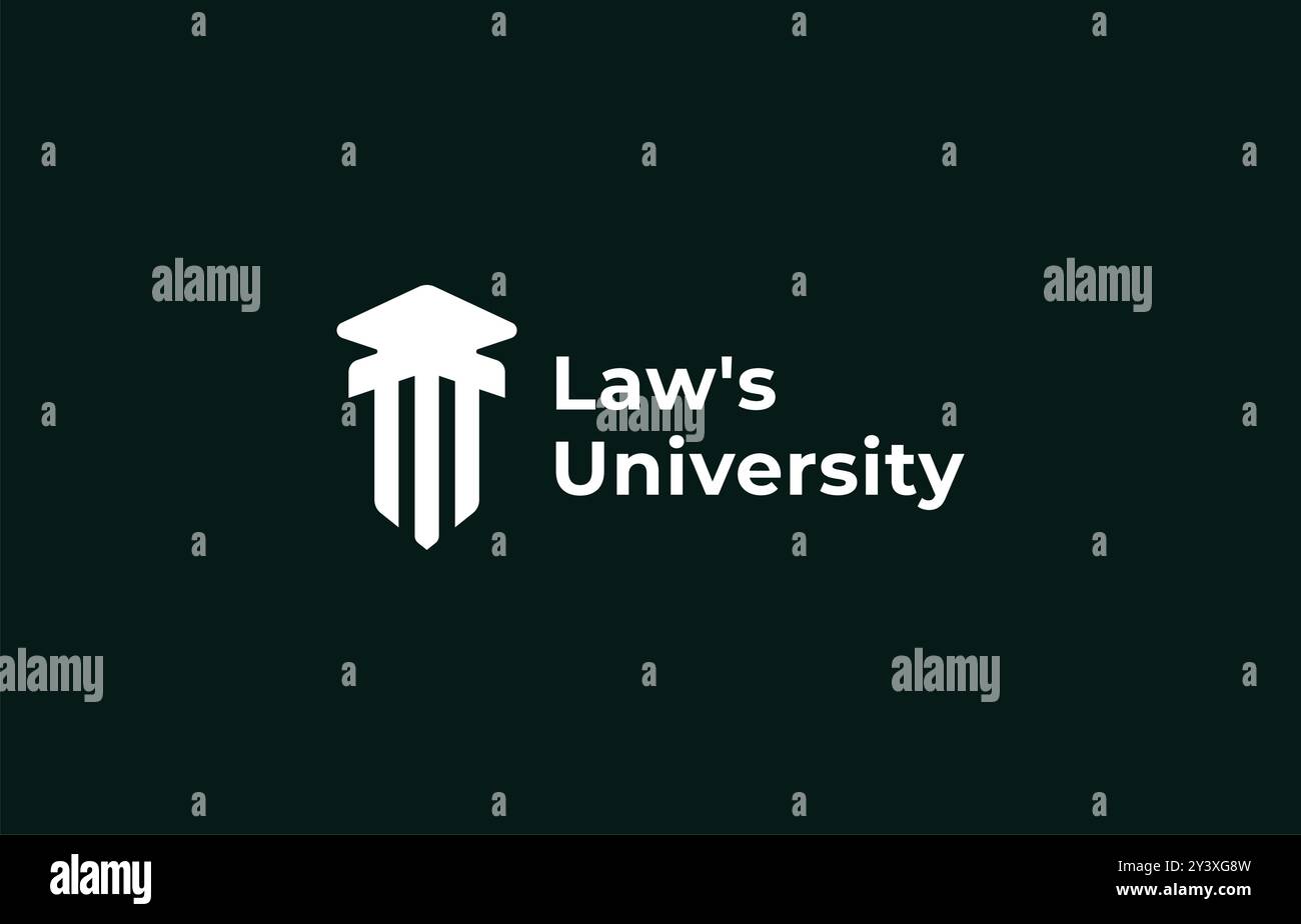 Logo Law Pillar and Education, university hat or cap. Justice, law firm ...