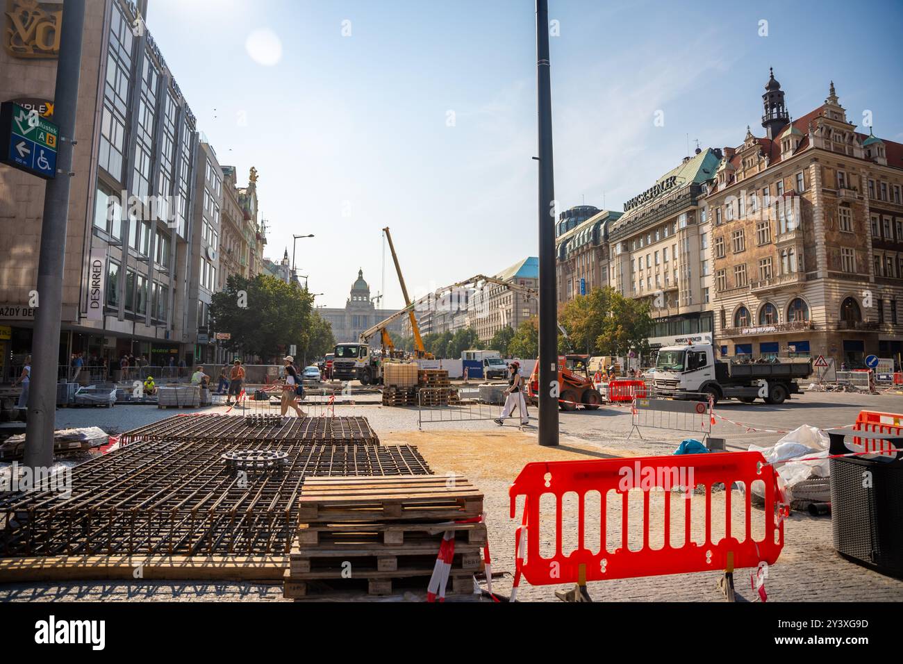 Prague, Czech Republic - August 28, 2024: Reconstruction of part of ...