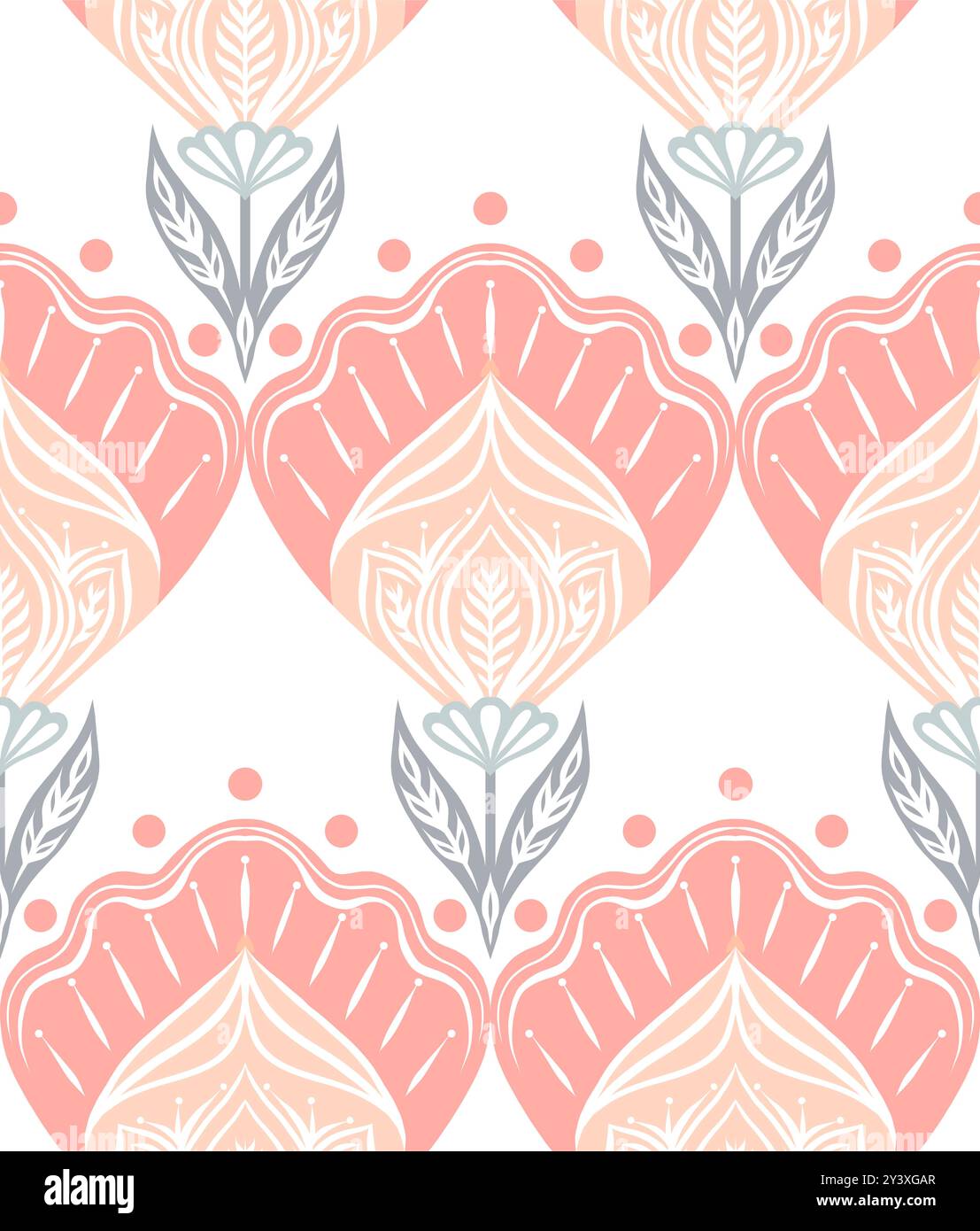 Vector decorative floral scale pattern in pastel colors on white ...