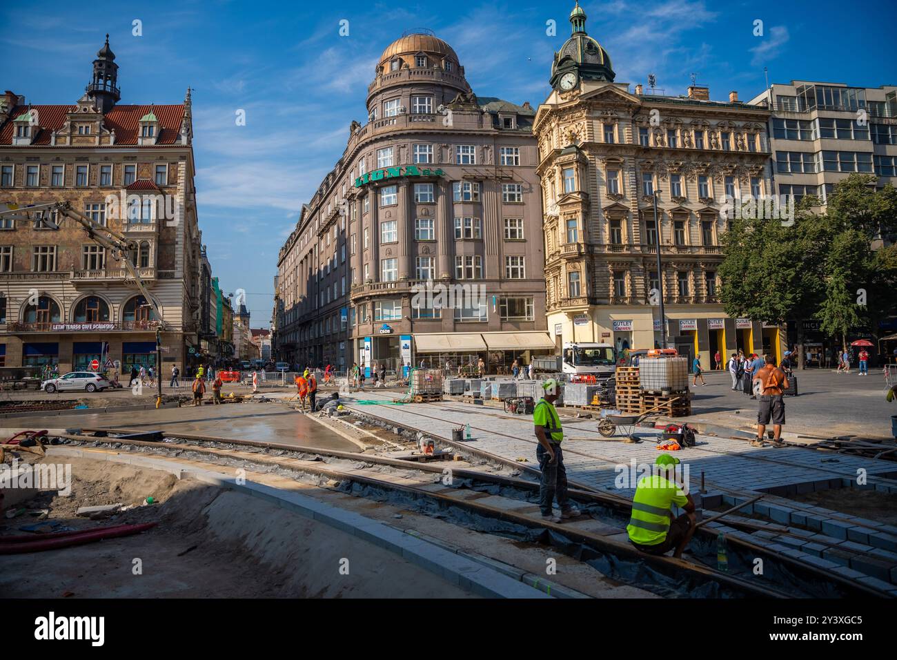 Prague, Czech Republic - August 28, 2024: Reconstruction of part of ...