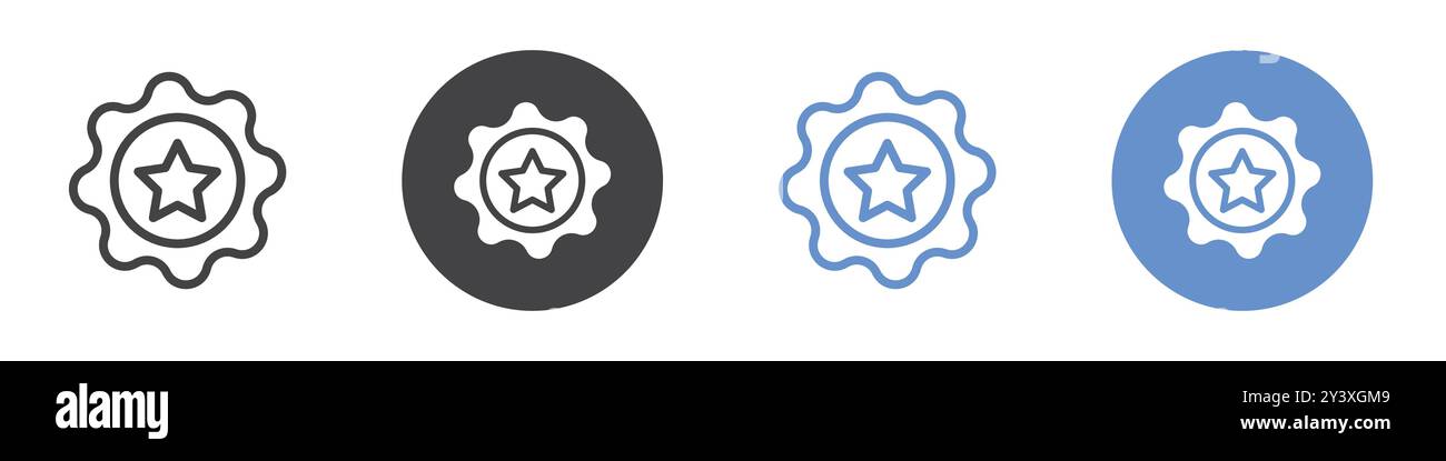 Badge icon Vector symbol or sign set collection in black and white ...