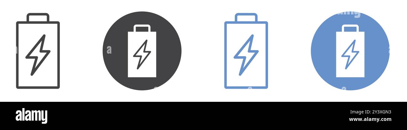 Battery Icon Vector symbol or sign set collection in black and white ...